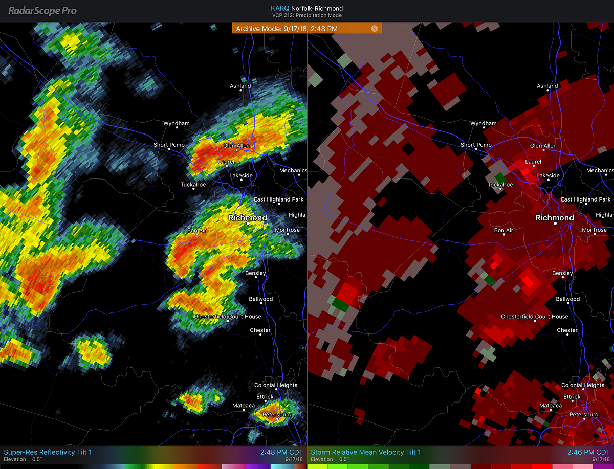 RadarScope: Tornado Signatures in Hurricanes | by WeatherDecTech | Medium