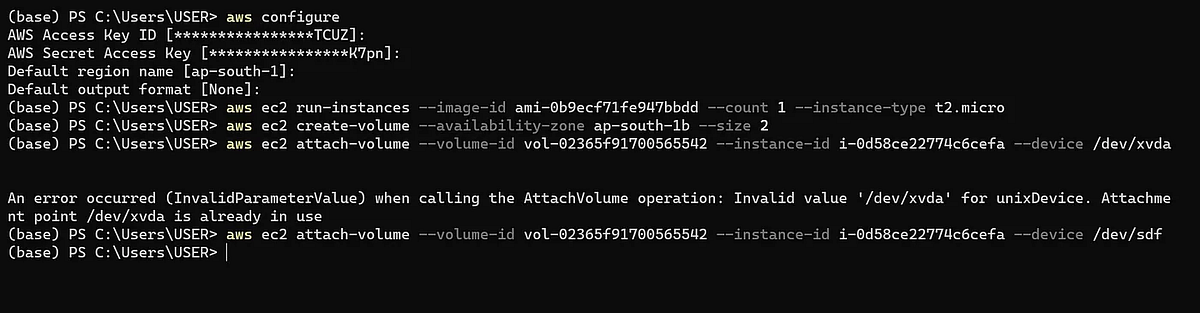 How to Launch an EC2 instance and an EBS volume, and then attach the volume to the instance ...
