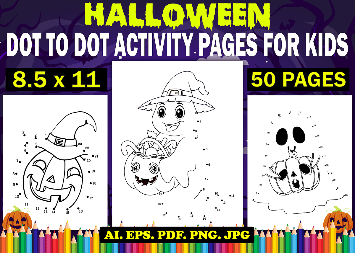 50 Halloween Dot to Dot Pages for Kids Free | by nebulamyths | Sep ...