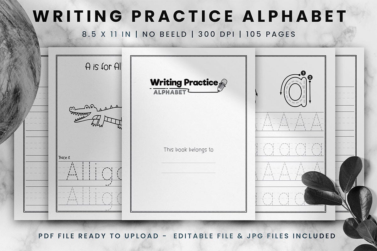 Writing Practice Alphabet Workbook Free Download | by Neonnebula | May ...