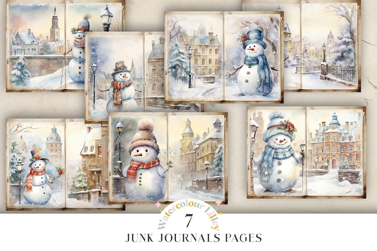 Snowman Christmas Junk Journal Pages | by Cybernebula | Jul, 2024 | Medium