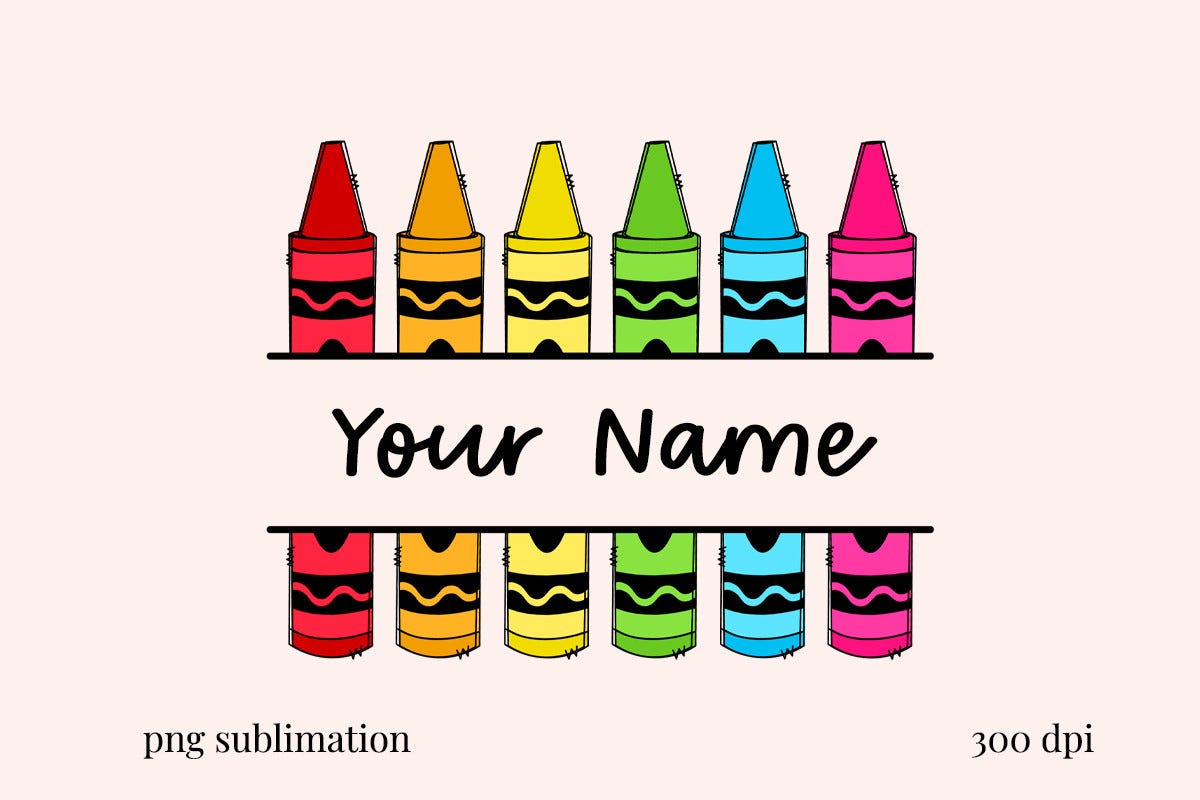 Back to School Crayon Custom Name Png - Cybercanvas - Medium