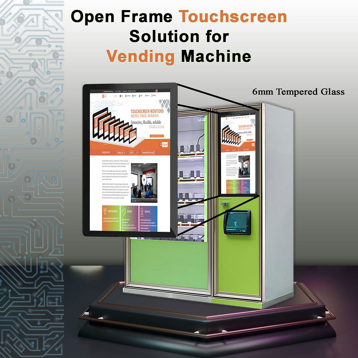 Frameless touchscreen monitors solution for Beverage Vending Equipment ...