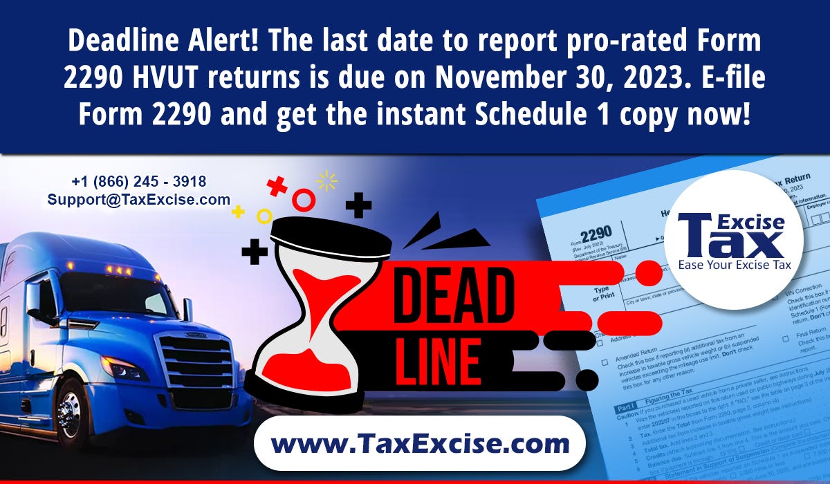 Deadline Alert! Pro-rated Form 2290 Returns for October 2023 Used ...