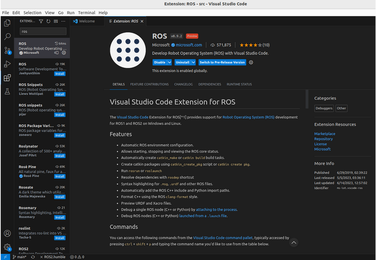 Exploration of VS Code extensions for a ROS Developer | by ...
