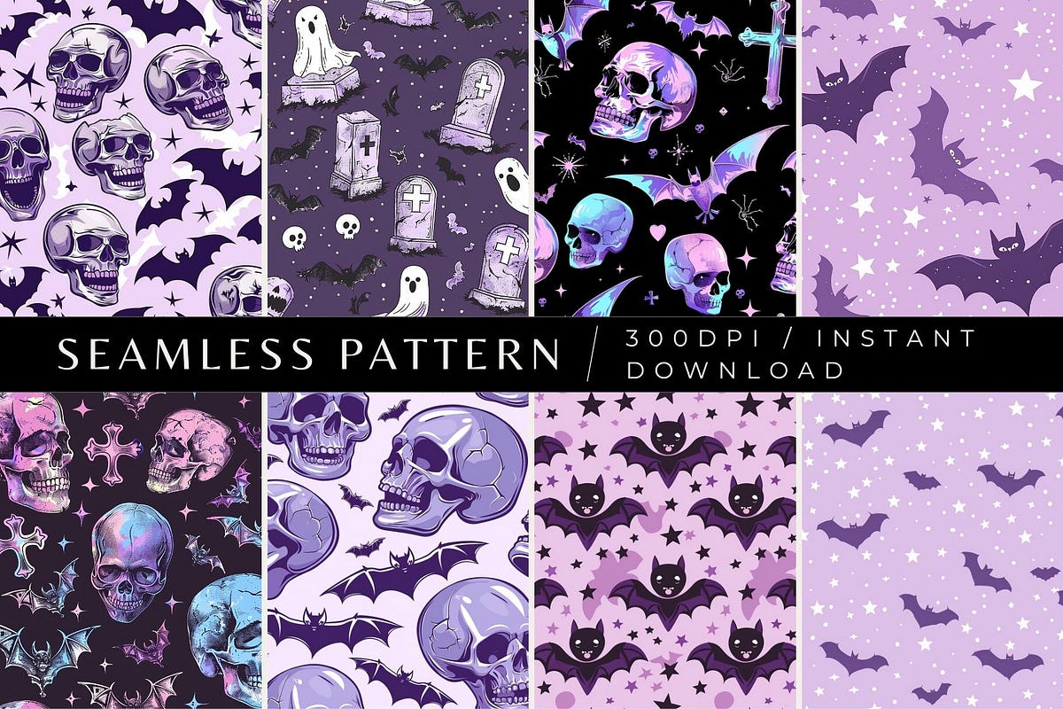 Pastel Goth Lilac Seamless Patterns Free | by Pixelpete98 | Medium