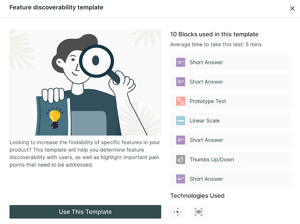 Feature Discoverability Template. A website or app is loaded with a ...
