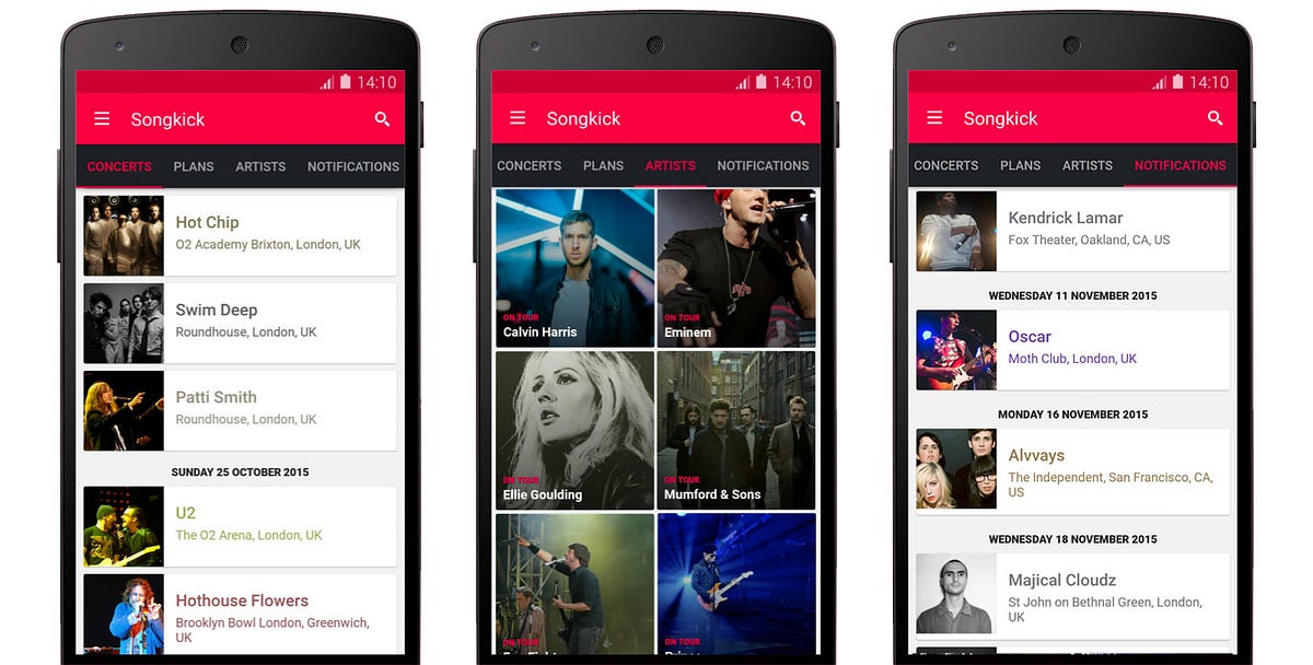 The new Songkick Android app, with Spotify & ticketing features! | by ...