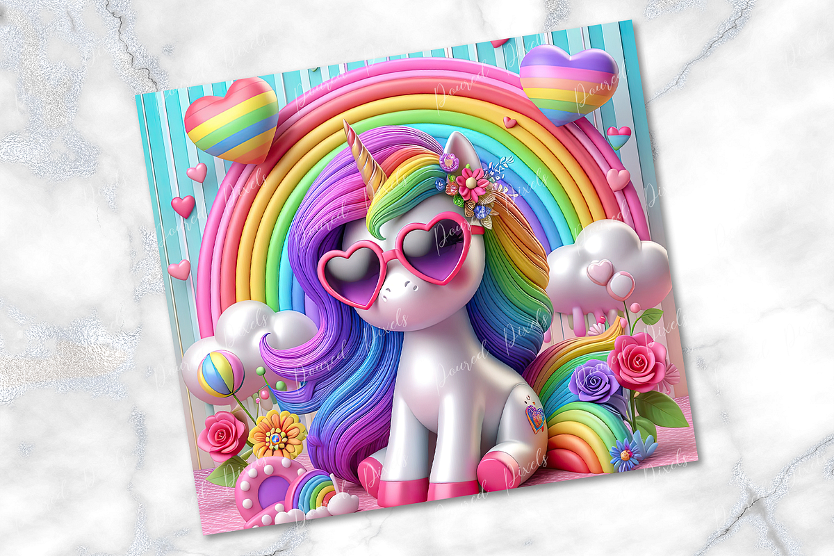 Cute 3D Rainbow Unicorn Tumbler Wrap (Craft Graphics) | by Cyberceleste ...