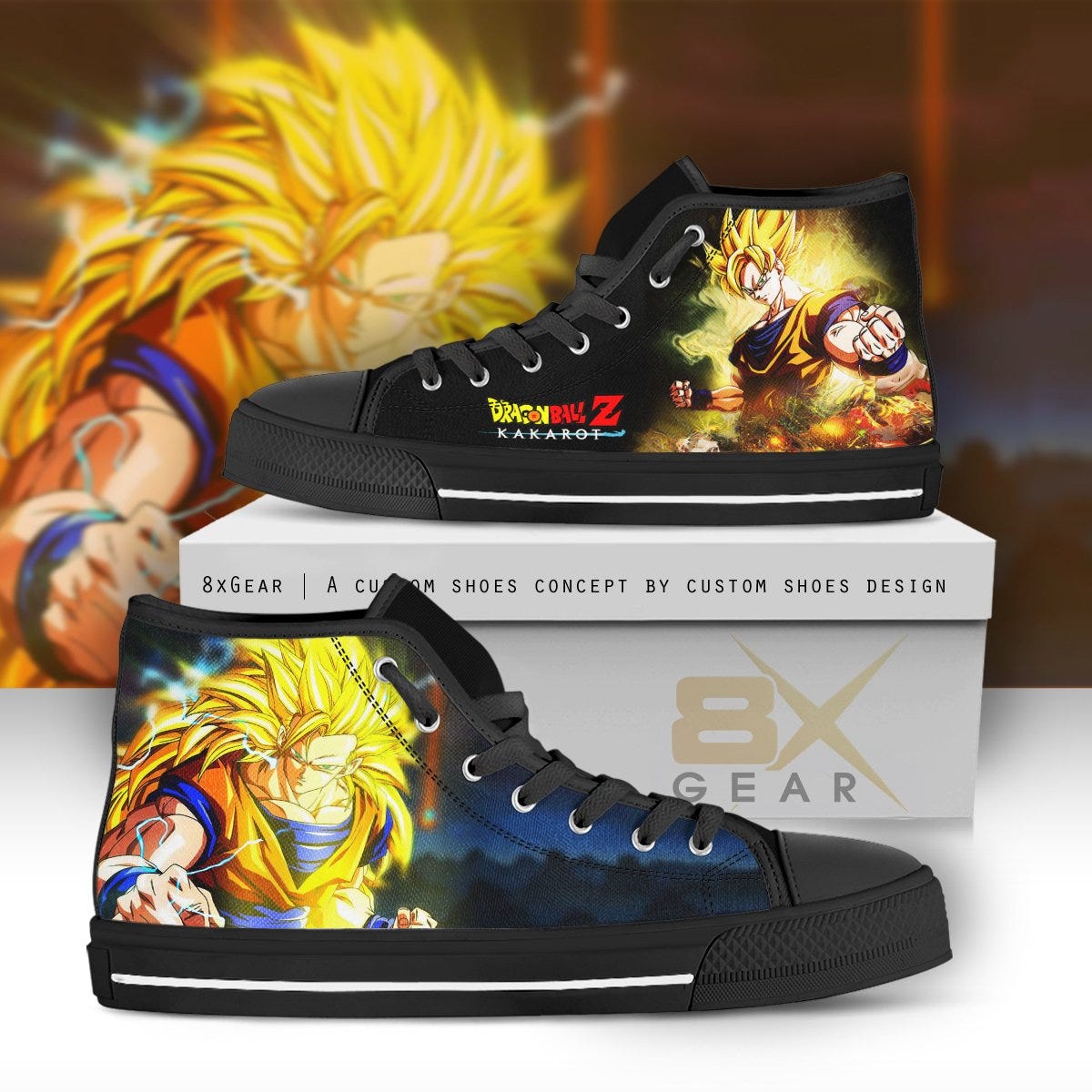 Dragon Ball High Top Shoes Son Goku Double Super Saiyan Cool Style ...