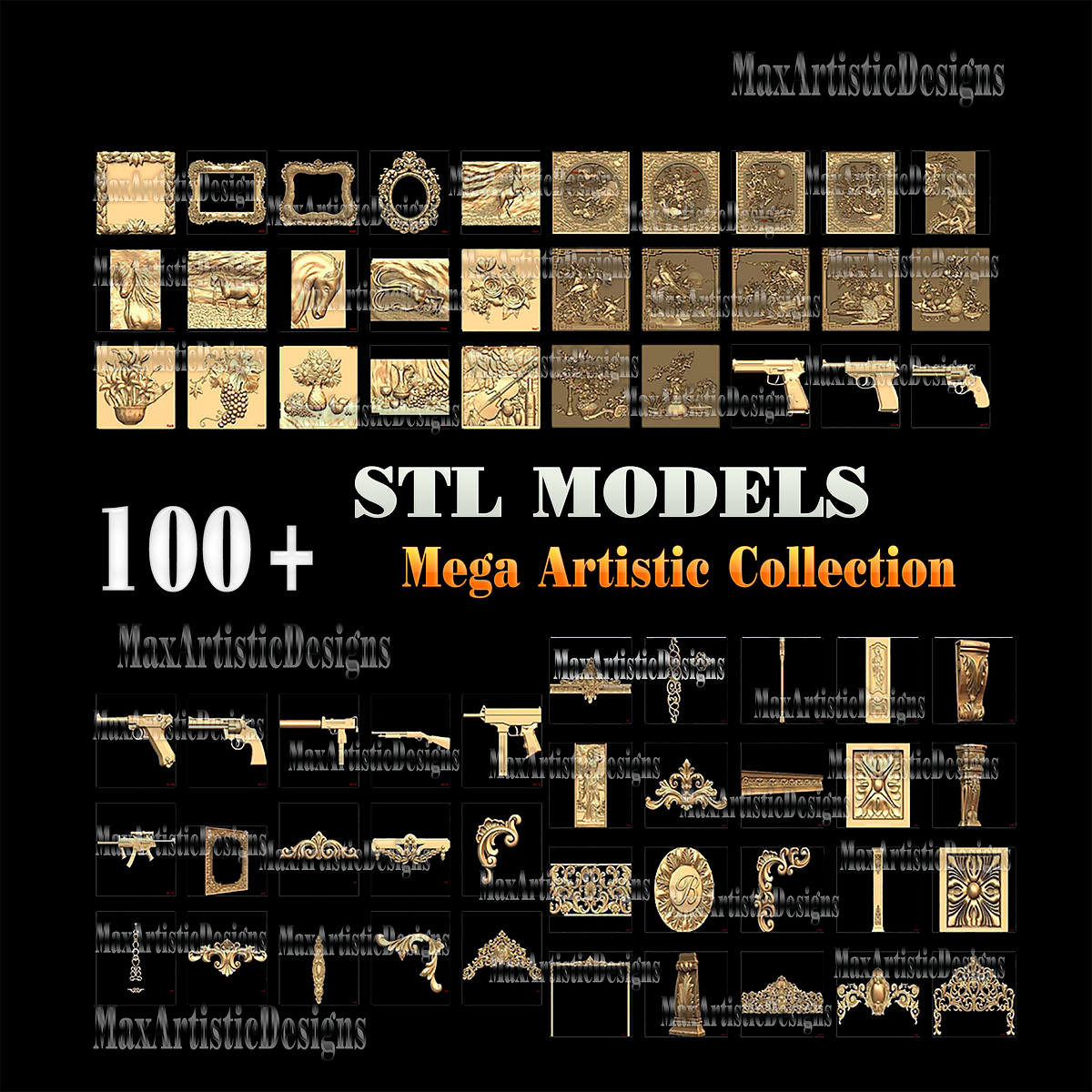 95+ 3D Stl Models for Balusters, Legs, Arms, Mirror frames for Cnc ...