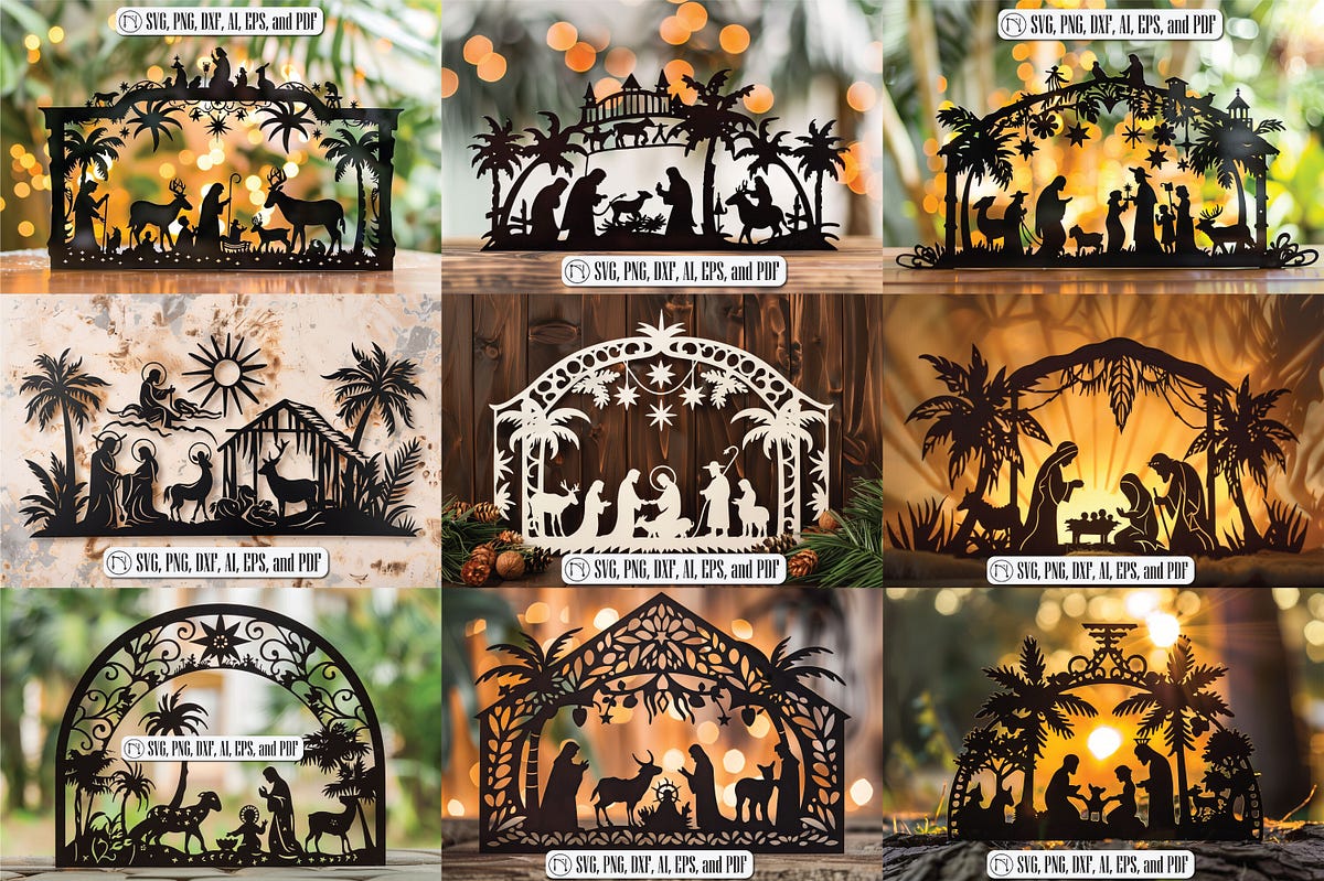 Nativity Scene Laser Cut SVG File Bundle Free | by Auraartistry | Jul ...
