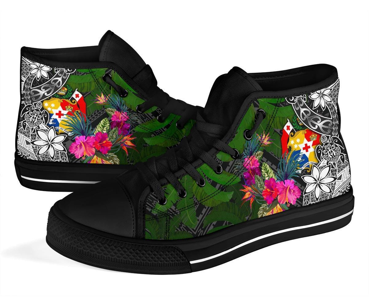 Tonga High Top Shoes — Turtle Plumeria Banana Leaf | by niceteentee ...
