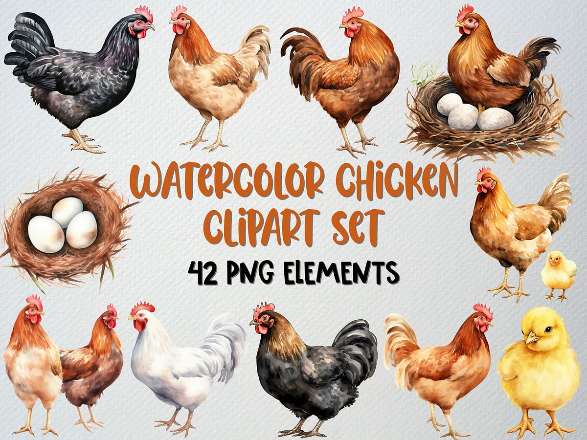 Watercolor Chicken Clipart, Rooster Png Free | by Spectralseer | Sep ...