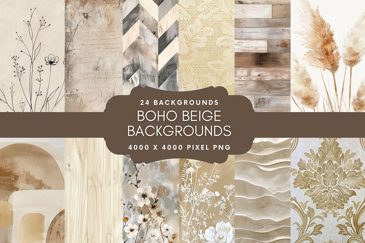Beautiful Boho Beige Backgrounds (Digital Background Textures & Images ...