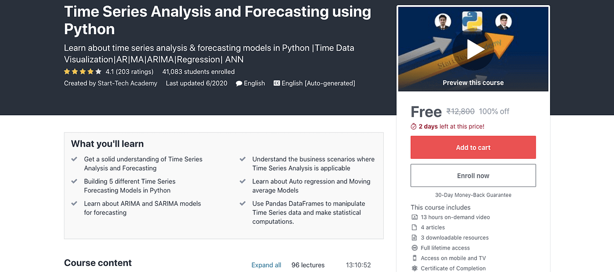 Time Series Analysis and Forecasting using Python | Free Premium Course ...