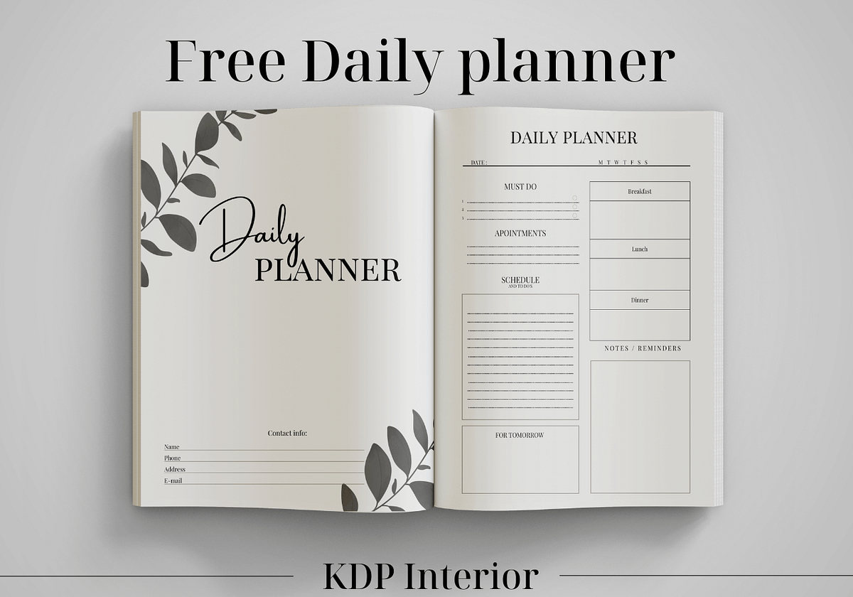Free Daily Planner — Kdp Interior Free Download | by Byteblossom | Apr ...