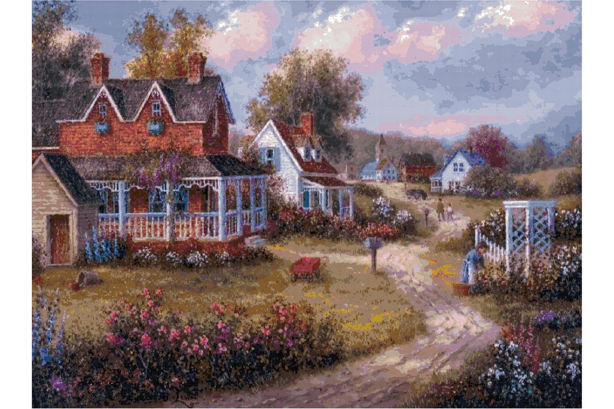 Countryside Cottage Cross Stitch Pattern (Cross Stitch Patterns) | by ...