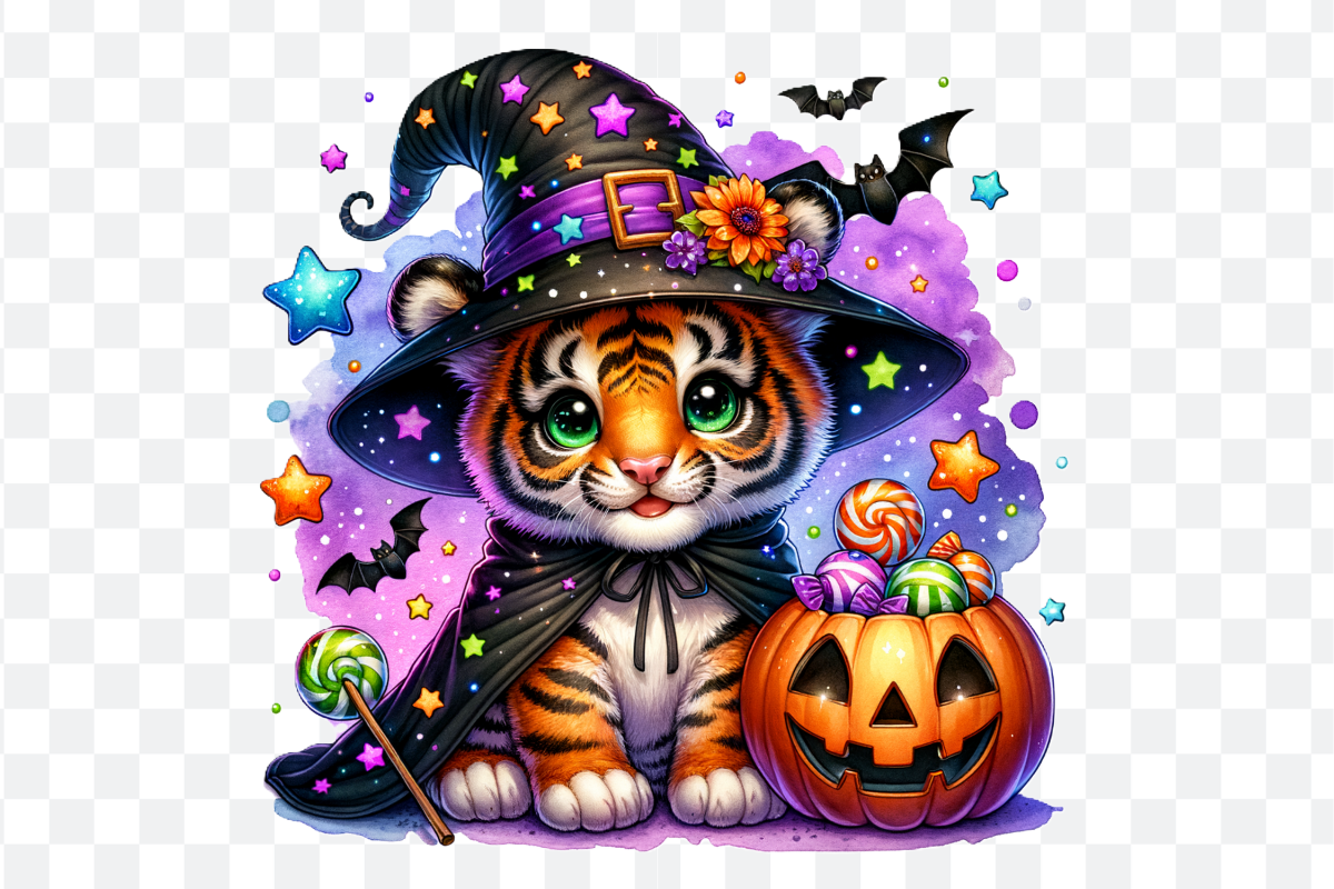 Cute Halloween Tiger Witch Clipart PNG Free | by Zenithzephyr | Medium