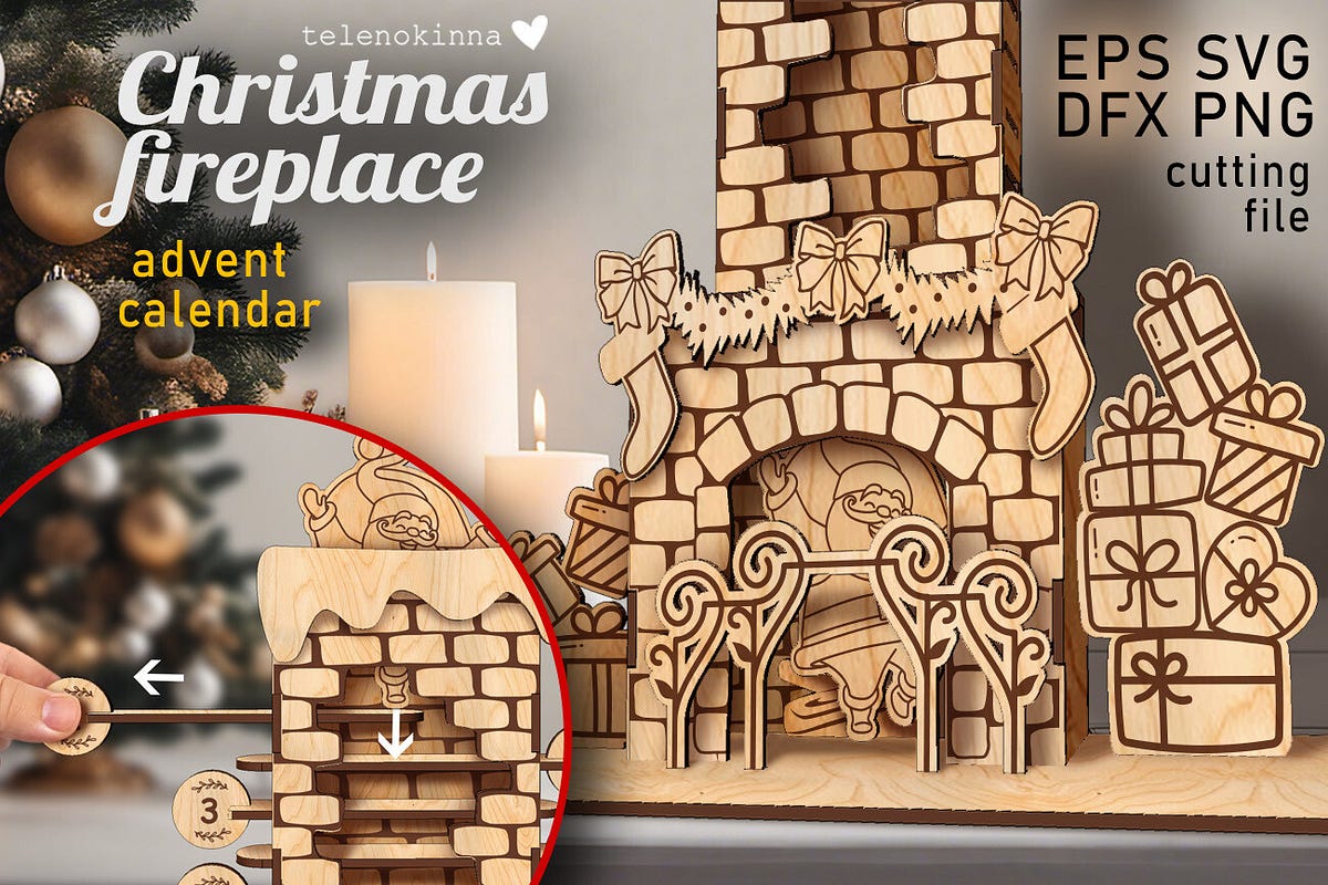 Christmas Fireplace SVG| Advent Calendar Free | by Blazebloom | Sep ...
