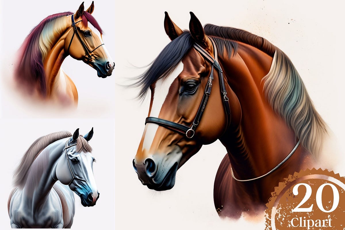 20 Watercolor Floral Horses Clipart Free Download | by Azuraaether ...
