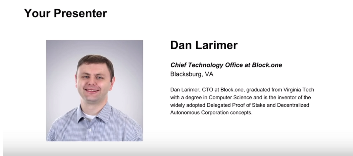 Why Blockchain: Daniel Larimer at Virginia Tech | by EOS Gravity | Medium