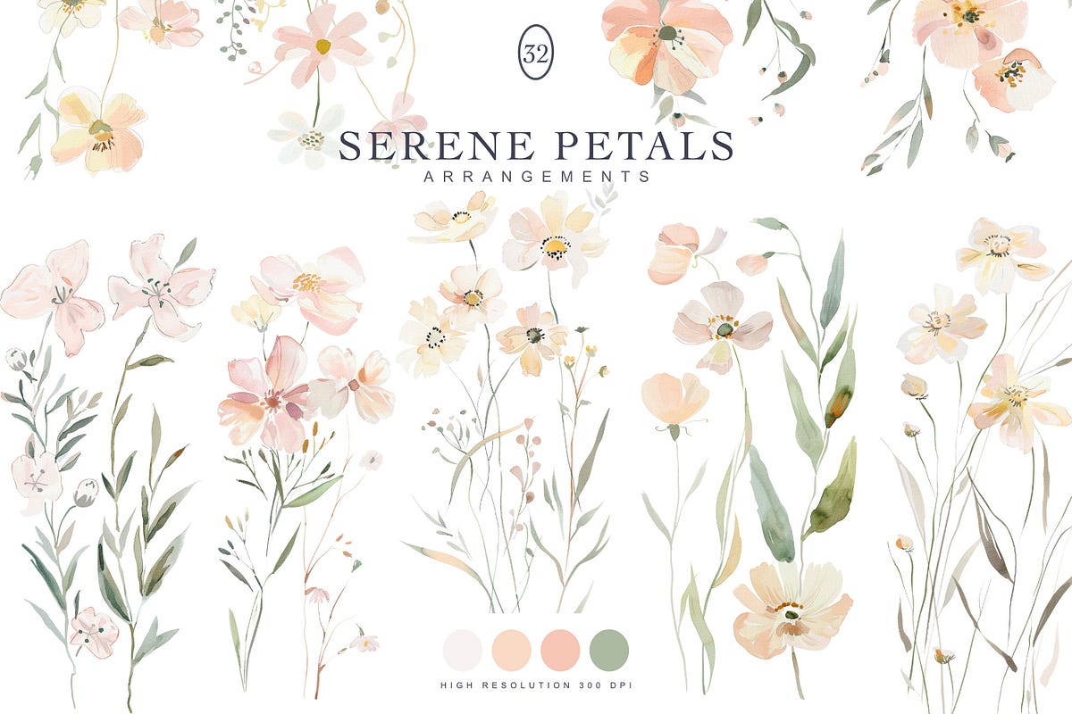 Watercolor Pastel Wild Flowers Clipart Free | by Celestialbrush | Medium