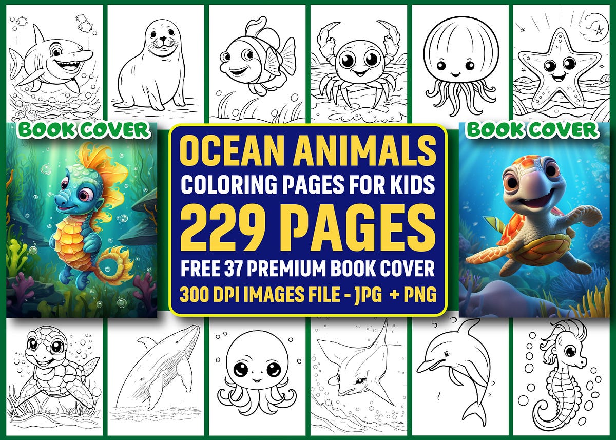 229 Ocean Animals Coloring Pages KDP Free | by Pixelpete98 | Medium