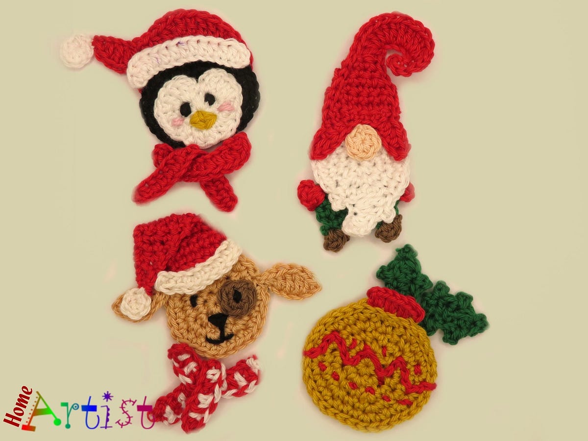 Christmas Set 6 Crochet Applique Pattern (Printable Crochet Patterns ...