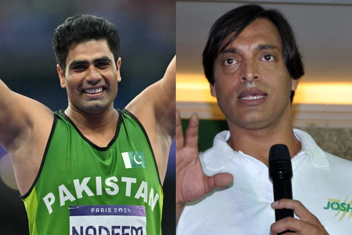 Shoaib Akhtar recited a ballad in praise of Arshad Nadeem, who won the gold medal by defeating ...