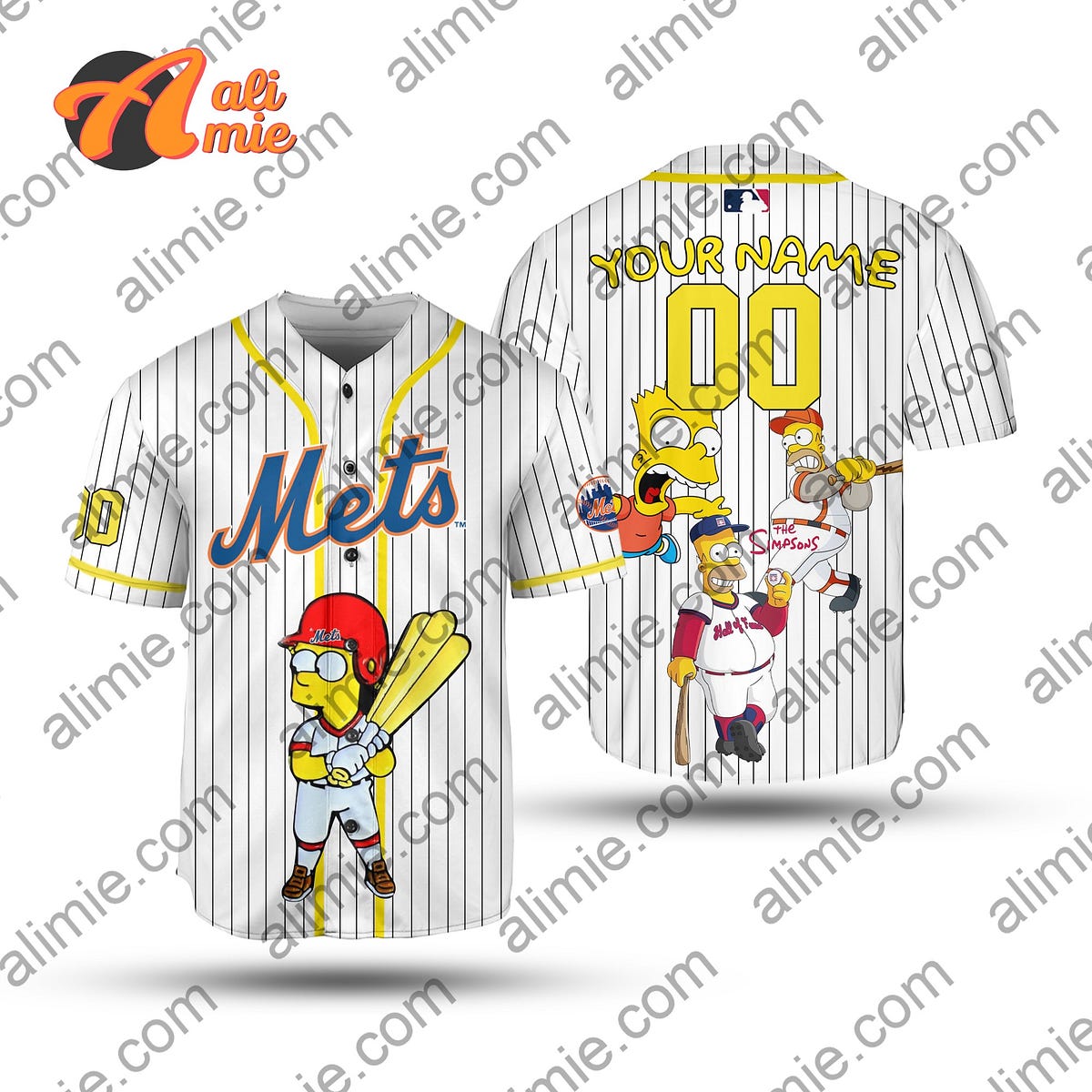 MLB New York Mets Mix The Simpsons Persionalized Baseball Jersey ...