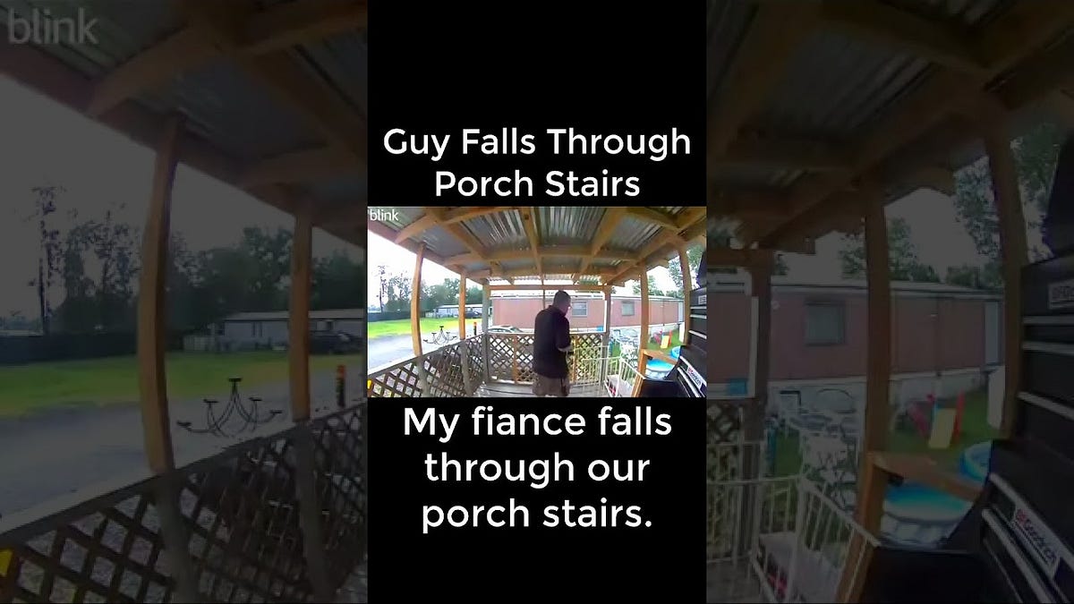 Guy Falls Through Porch Stairs | Doorbell Camera Video - Doorbell ...
