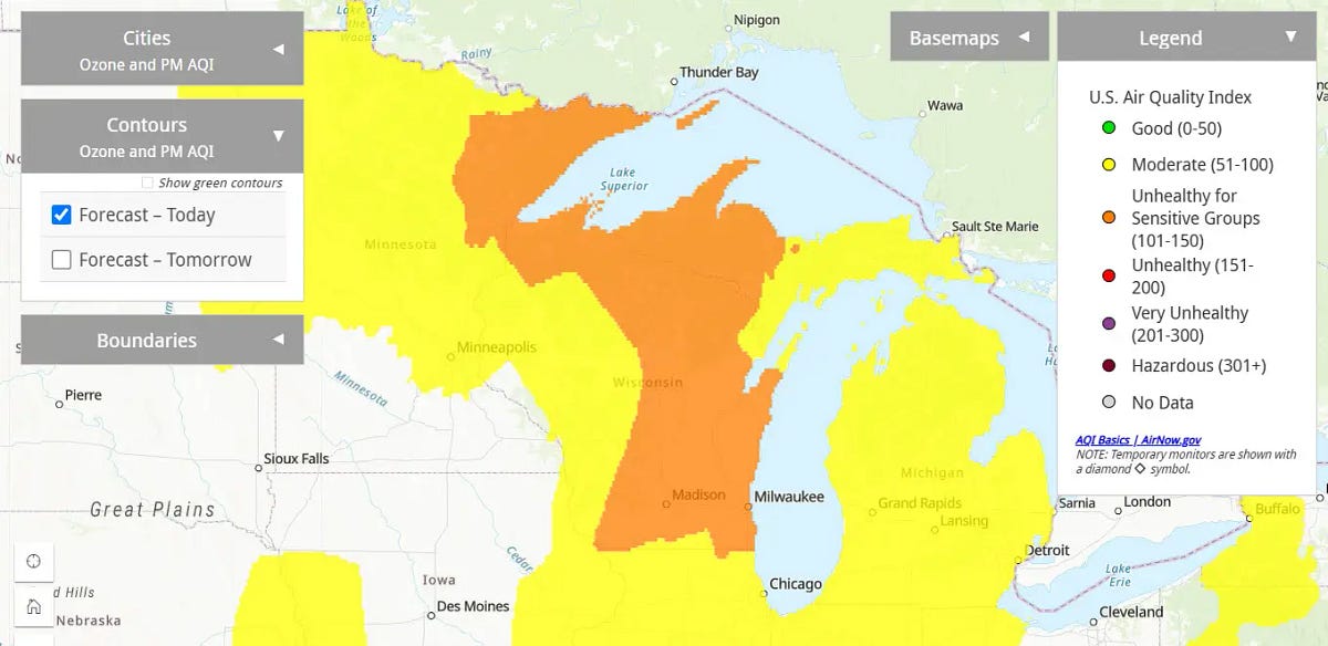 Michigan Air Quality Alert Looks to Ease Today From Canadian Wildfire ...
