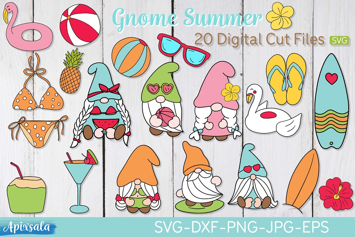 Gnome Summer SVG Cut Files-digital Stamp Free Download | by Byteblossom ...