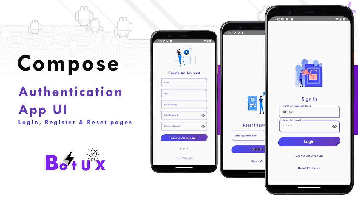 Compose Authentication App — UI UX - Boltuix - Medium