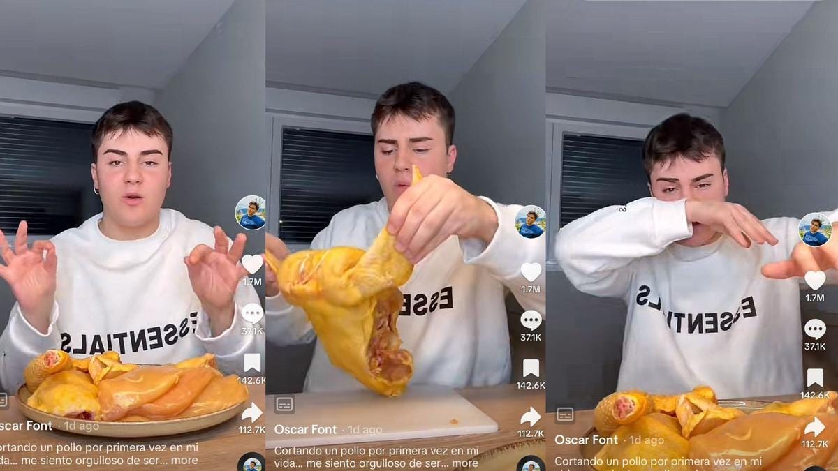 El divertido TikTok de Oscar Font sobre cómo cortar un pollo: “Ya soy una persona adulta” | by ...