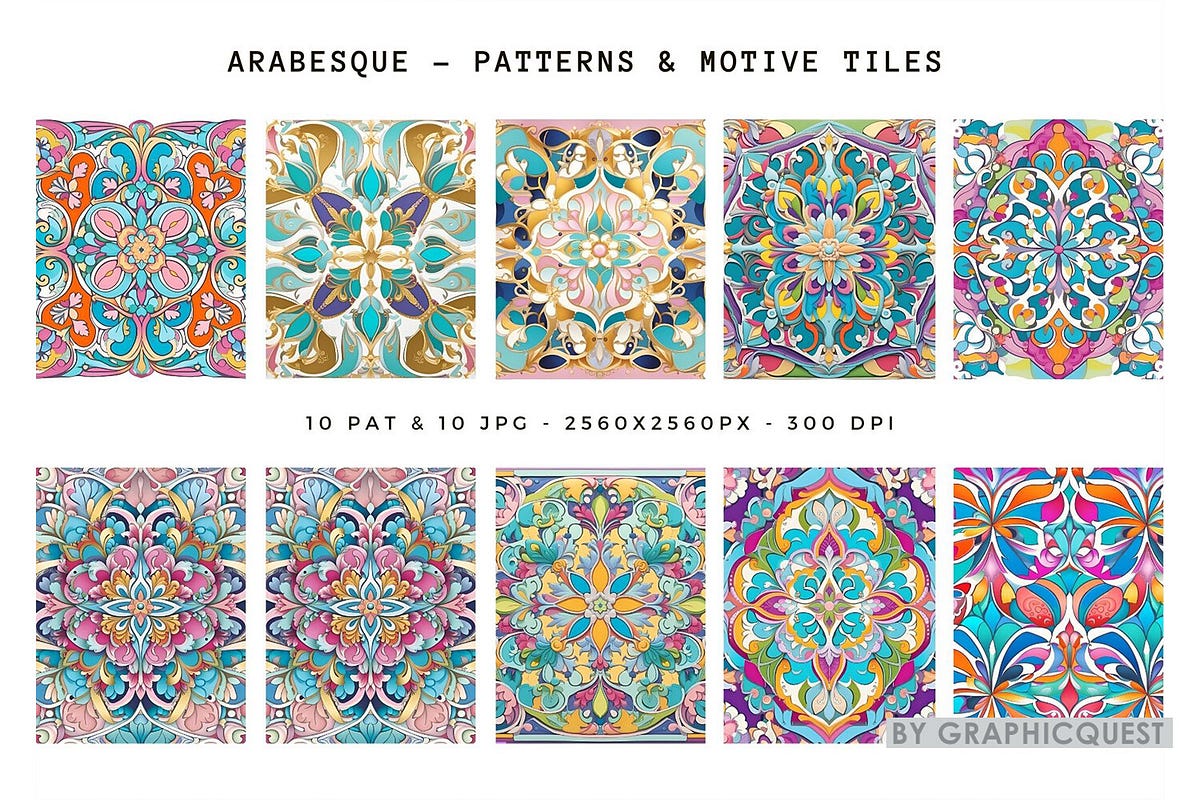 Arabesque PS Patterns Tiles & Papers | by Fontcrafter | Jul, 2024 | Medium