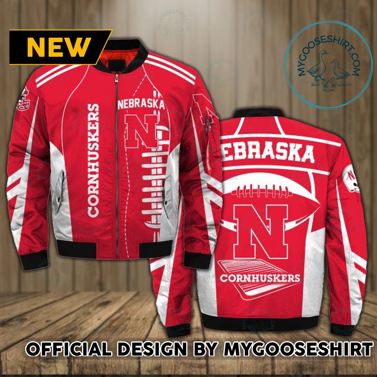NCAA NEBRASKA CORNHUSKERS RED FOOTBALL BOMBER JACKET | by Mygoosesp ...