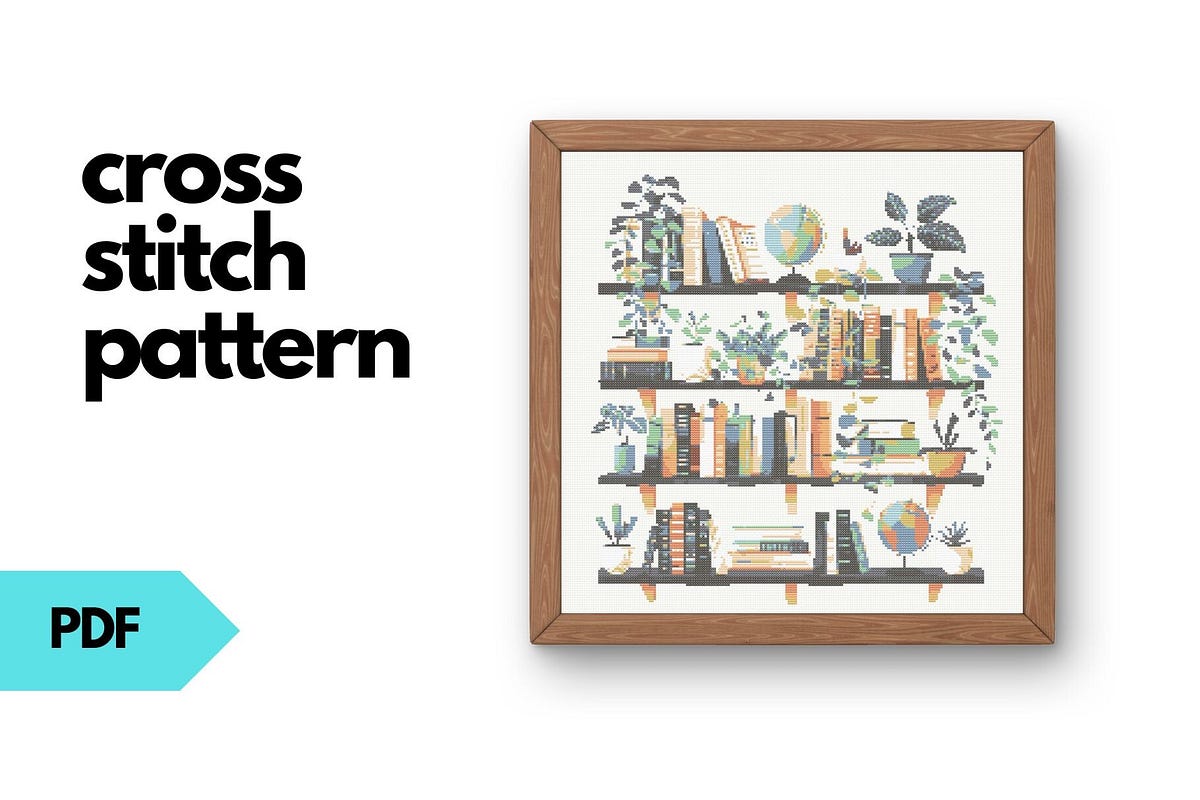 Shelves with Books Cross Stitch Pattern (Cross Stitch Patterns) | by ...