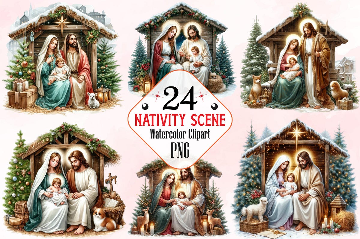 Christmas Nativity Scene Clipart Bundle Free | by Celestialbrush | Aug ...
