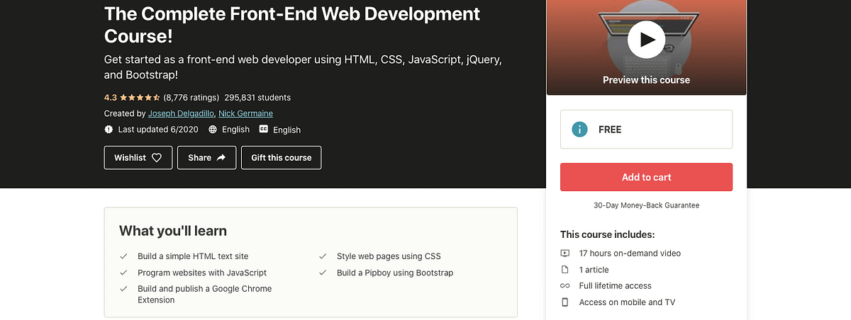 The Complete Front-End Web Development Course! Free Certification ...