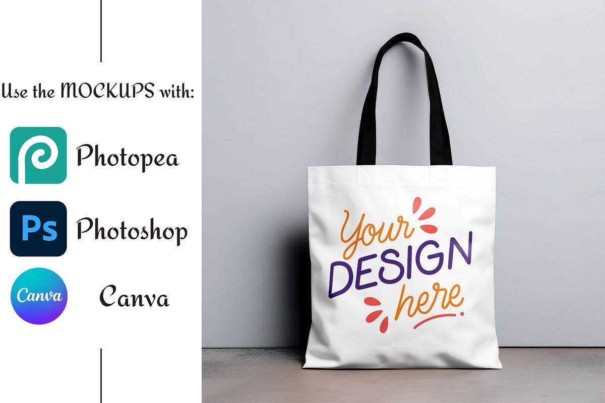 Black Handle AOP Tote Bag Mockup Free | by Celestialbrush | Medium