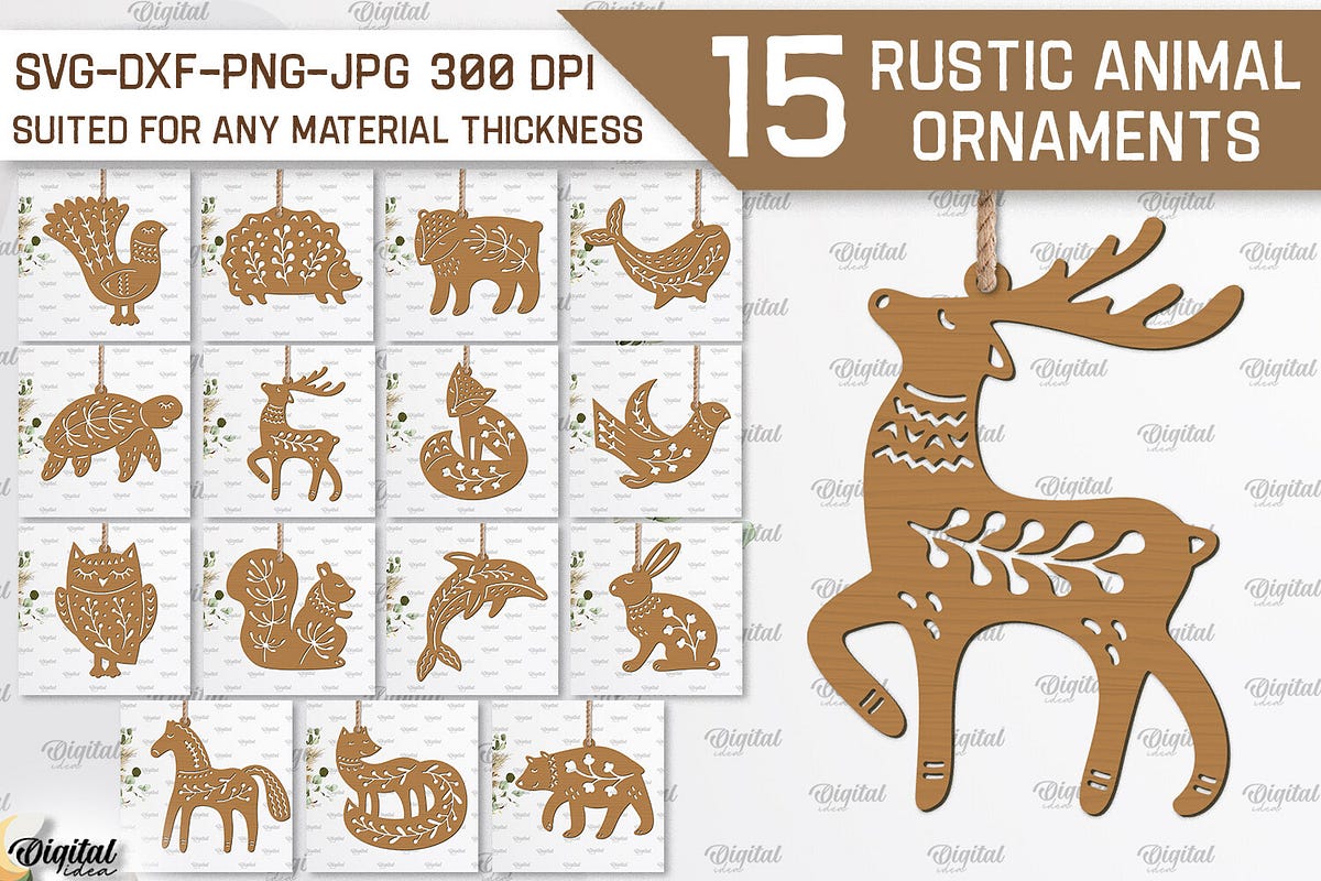 Rustic Animals Ornaments LaserCut Bundle Free | by Glyphgina | Jul ...