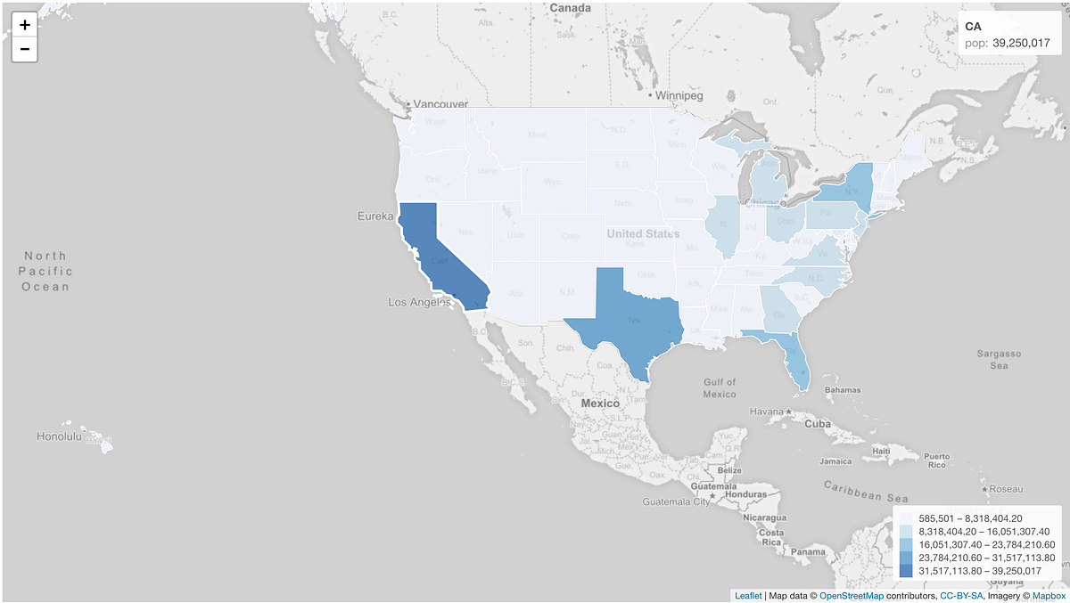 Using Area Map to Visualize Geographical Data in Exploratory | by Kei Saito | learn data science