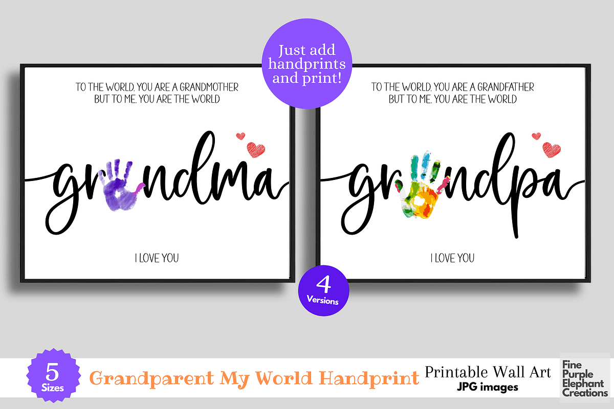 Grandparent My World Handprint Art Print (Unique Print Mock-ups) | by ...