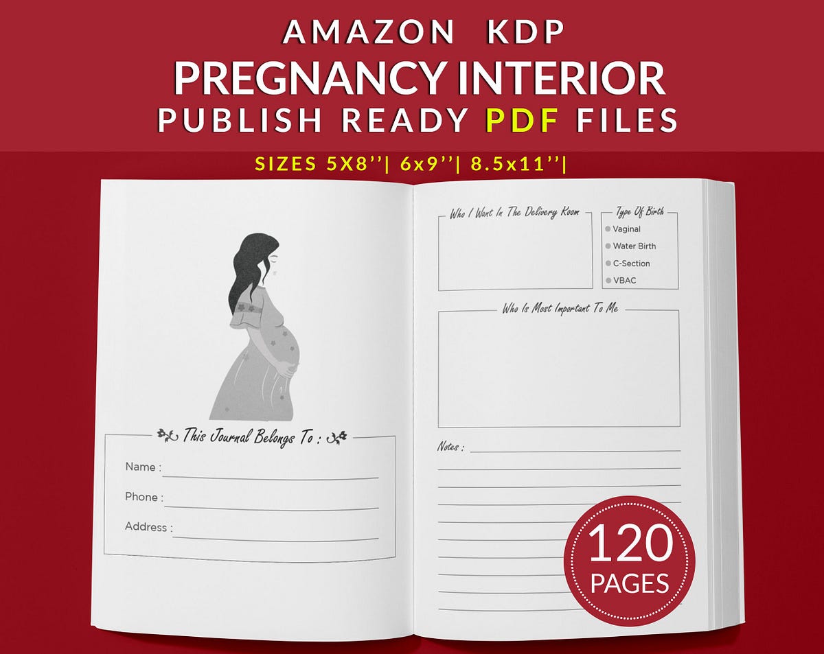 Pregnancy Journal 120 pages Ready to Upload PDF Commercial use Low ...
