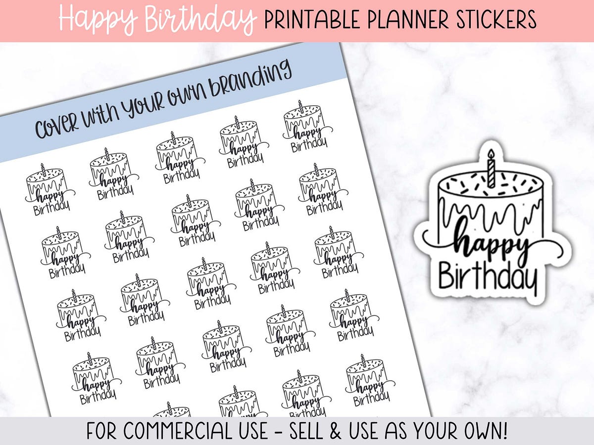 Happy Birthday Planner Stickers (Unique Print Mock-ups) | by Arttechtom ...