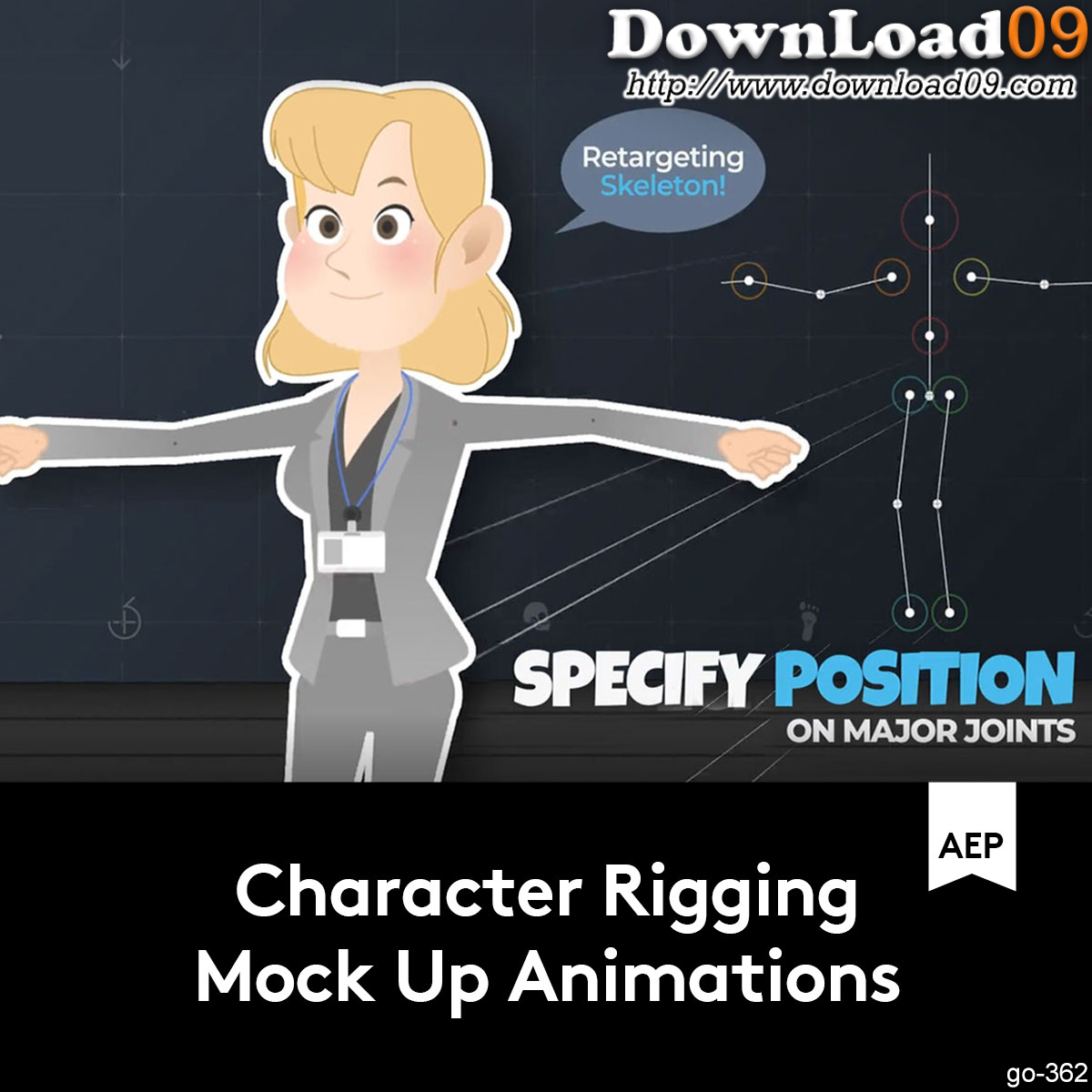 Trend custom cartoon two-dimensional MG character bone binding Duik mapping action animation AE ...