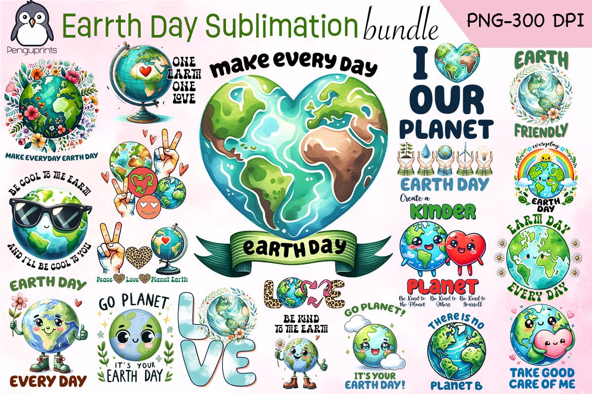 Earth Day Sublimation Bundle (Unique Print Mock-ups) | by Leejunhe ...