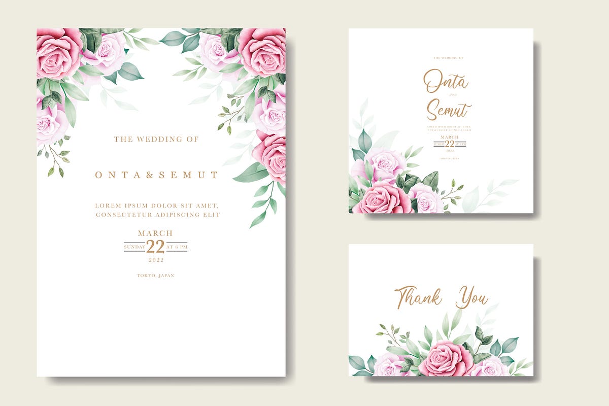 Wedding Invitation Card with Floral Rose Free Download | by Prismpixel ...